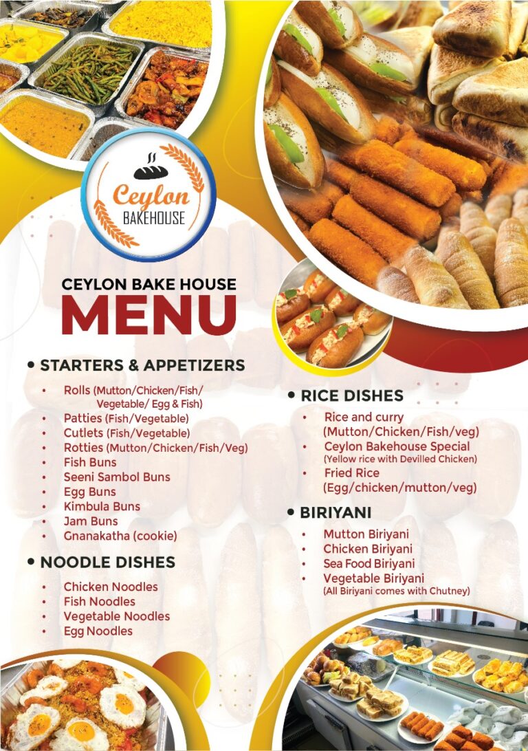 Menu – Ceylon Bake House
